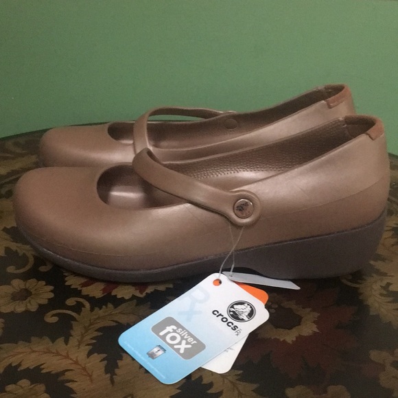 CROCS | Shoes | New Crocs Rx Medical Silver Fox Bronze Mary Jane ...